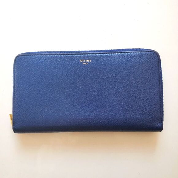 Celine | Bags | Celine Leather Long Continental Wallet Blue Zip Quiet ...